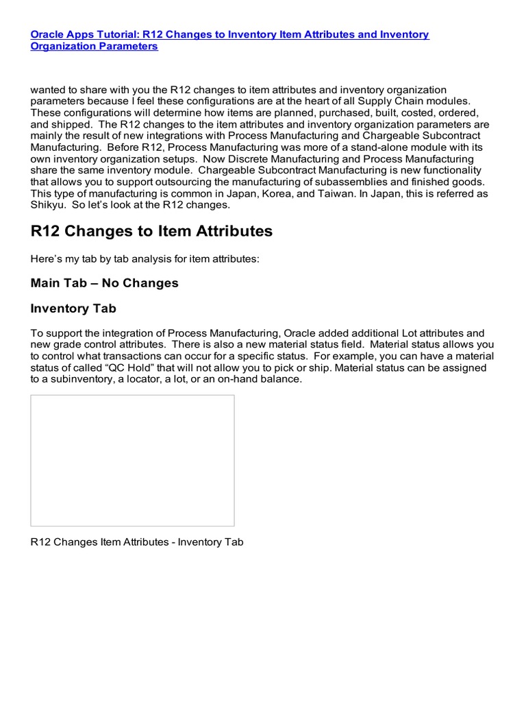 R12 Changes N Oracle Inventory | PDF | Inventory | Cost Accounting