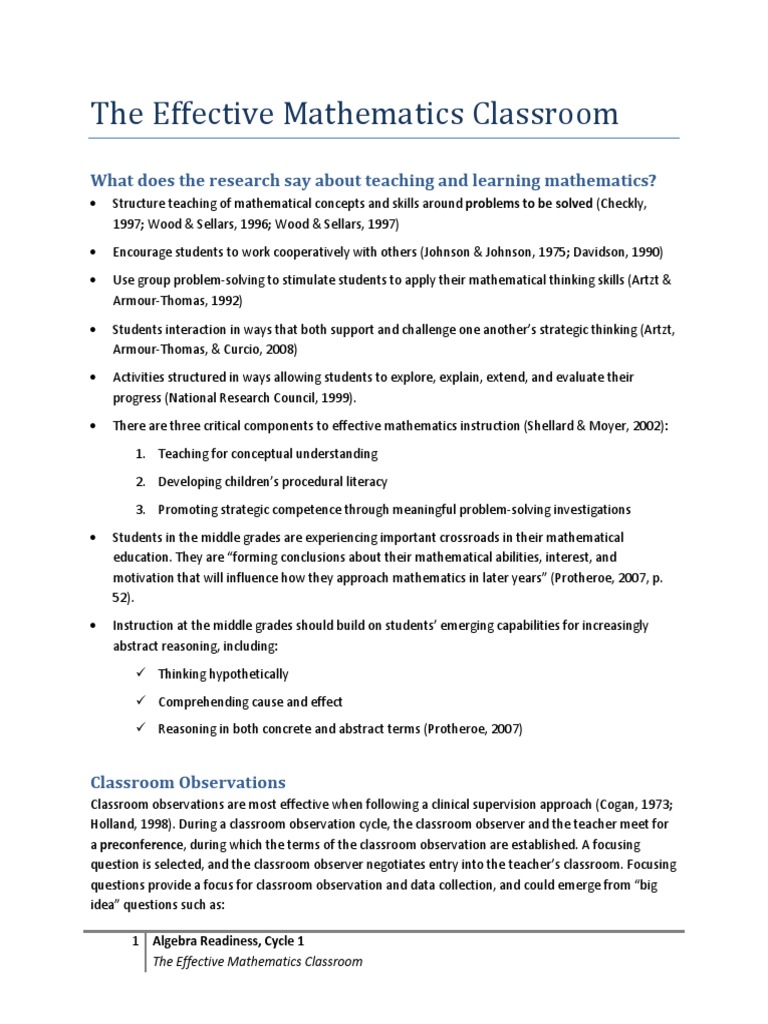 Effective Math Classroom | PDF | Teaching Mathematics | Teachers
