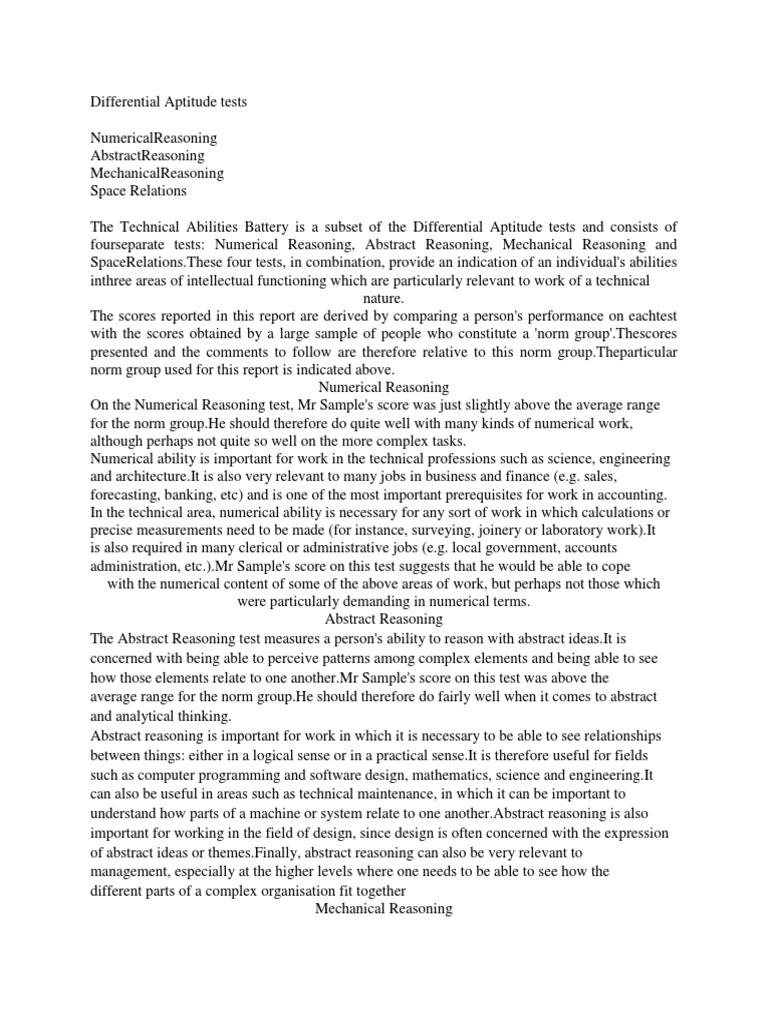 Differential Aptitude Tests | PDF | Test (Assessment) | Abstraction