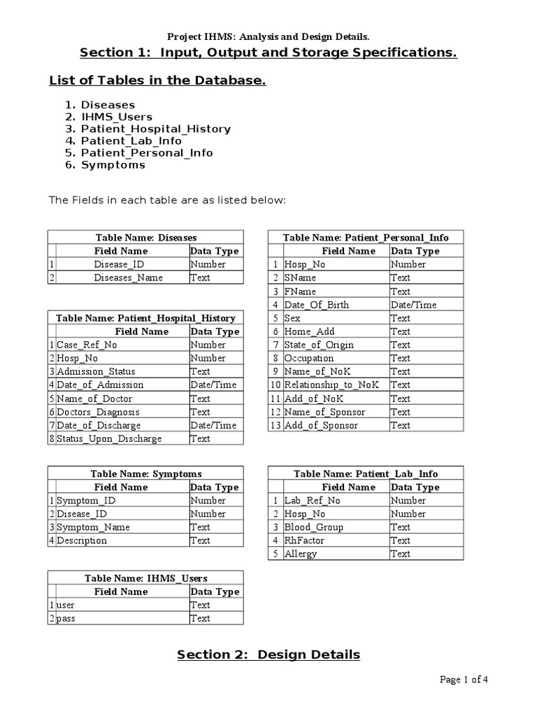 IHMS Database & Design Overview | PDF | Object Oriented Programming | Class (Computer Programming)