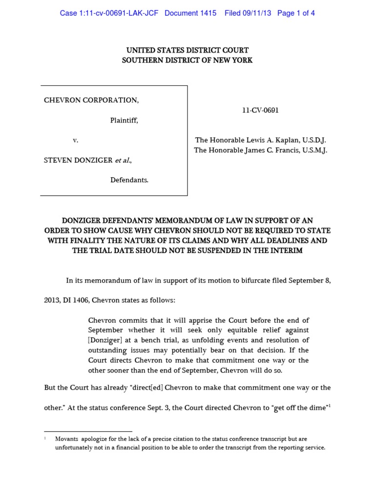 Chevron V Donziger Doc 1415 | PDF | Virtue | Common Law