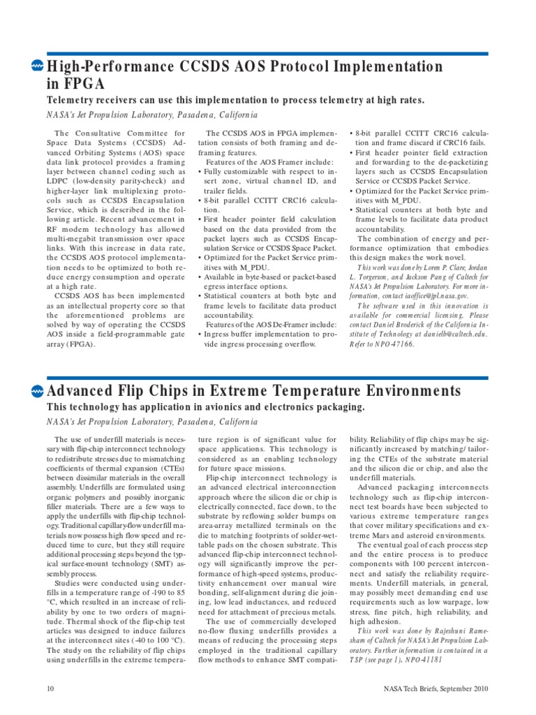 High-Performance CCSDS AOS Protocol Implementation in FPGA | PDF | Network Packet | Electronic ...