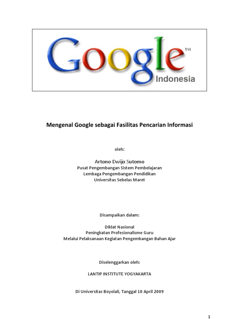 Mengenal Google Sebagai Fasilitas Pencarian Informasi | PDF | Komputer