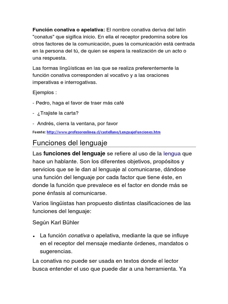 Función conativa o apelativa