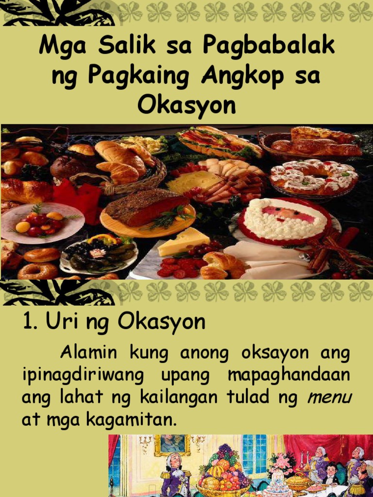 Mga Salik Sa Pagbabalak NG Pagkaing Angkop Sa Okasyon | PDF