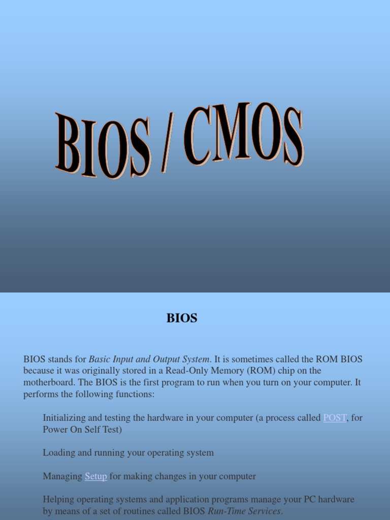 BIOS and CMOS | PDF | Bios | Booting