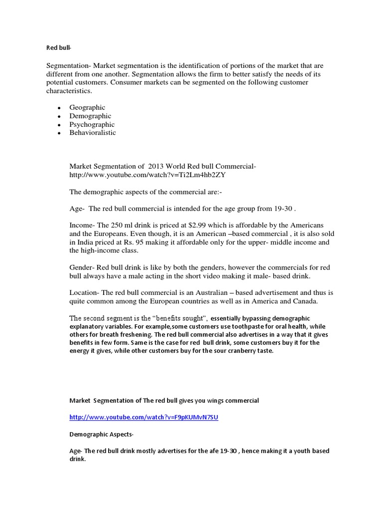 Red Bull | PDF | Market Segmentation | Advertising