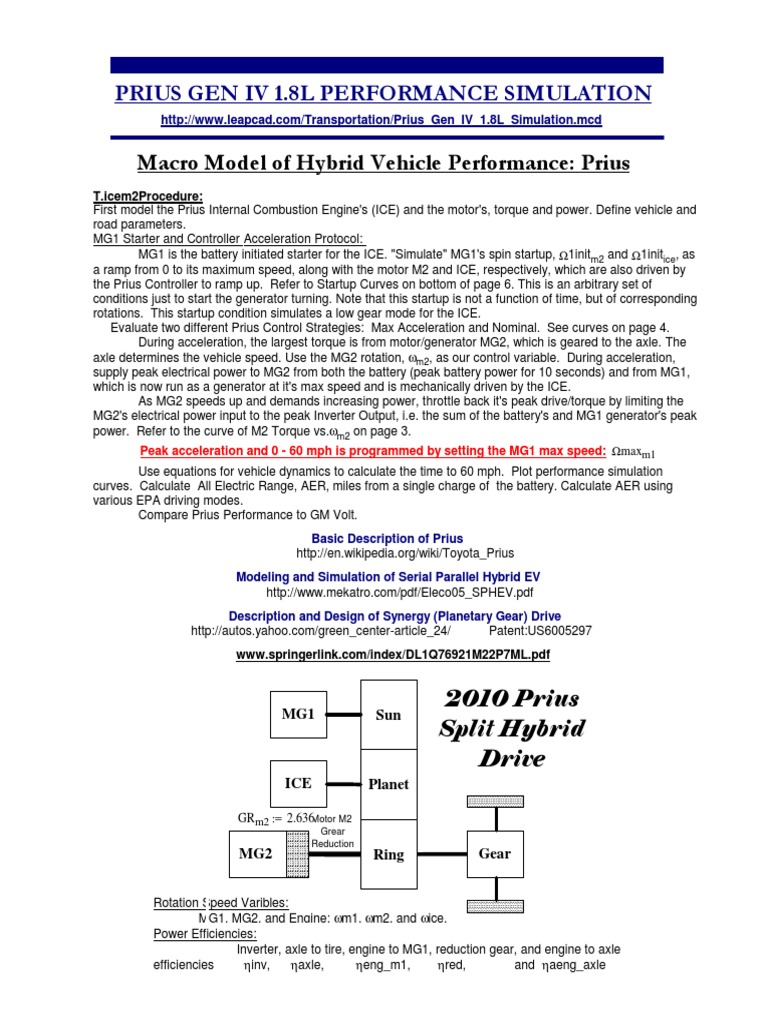 Prius Hybrid Drive Performance Analysis | PDF | Fuel Economy In ...