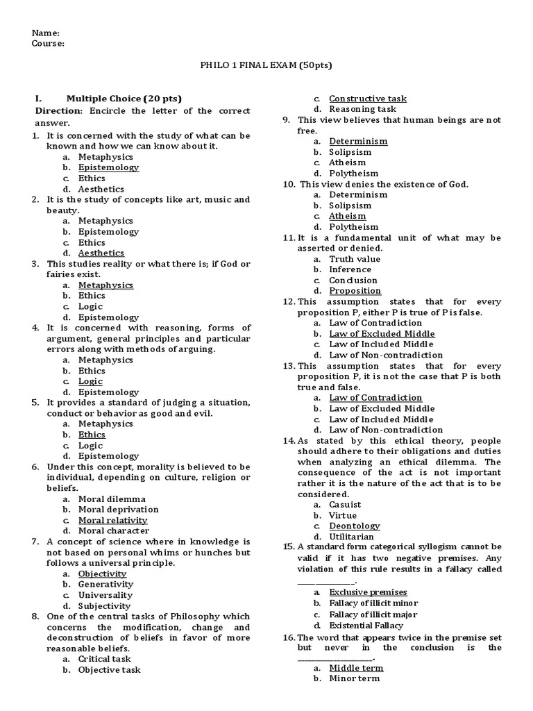 I. Multiple Choice (20 PTS) Direction: Encircle The Letter of The ...