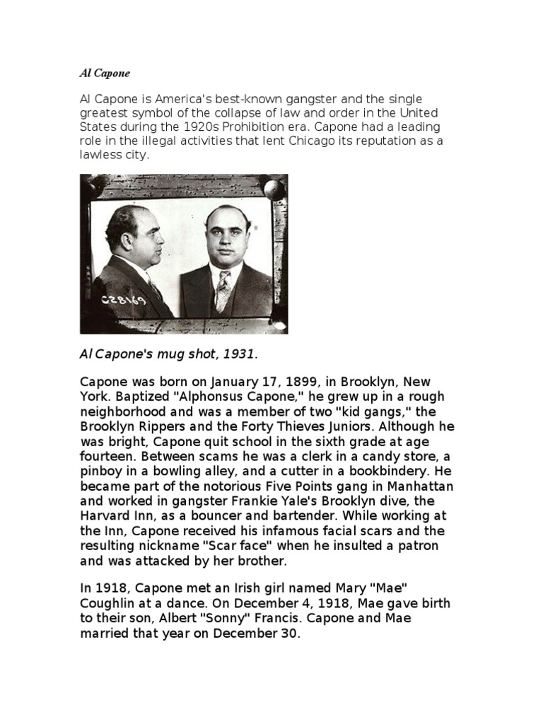 Al Capone's Mug Shot, 1931 | PDF | Al Capone | Plea