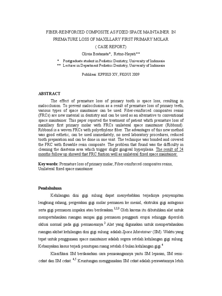 Fiber-Reinforced Composite Space Maintainer | PDF | Science & Mathematics