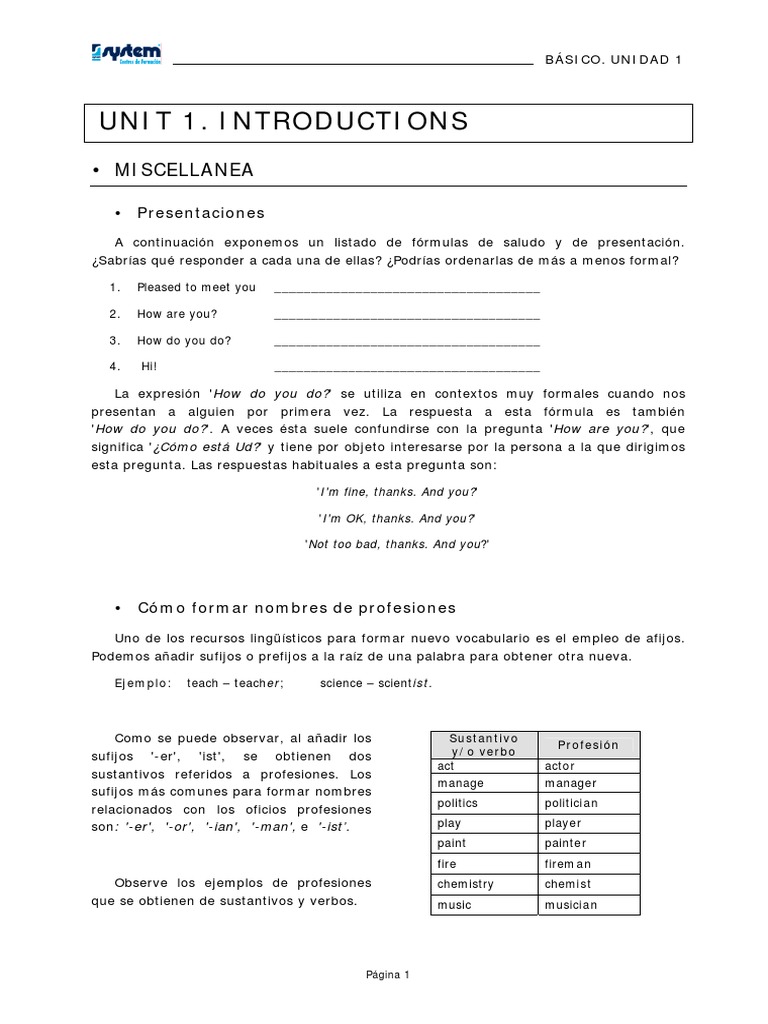 Fórmulas de Saludo y Presentación | PDF | Adjetivo | Plural