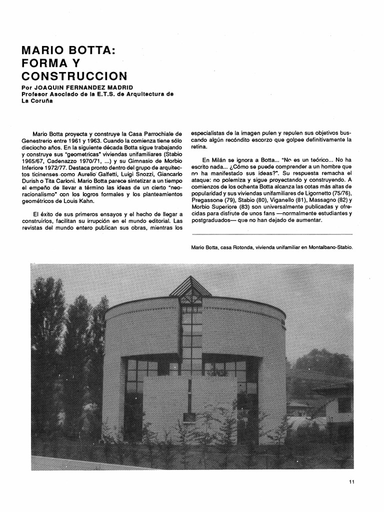 Mario Botta | PDF | Diseño arquitectonico | Arquitectura