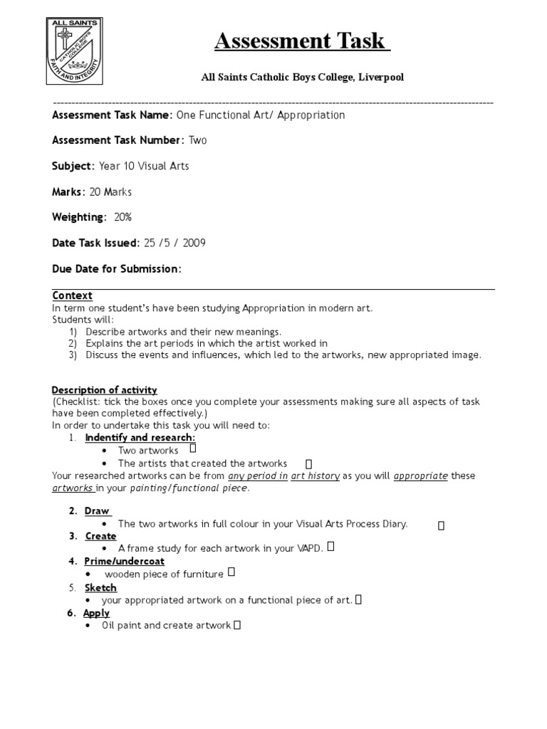 Year 10 Art Appropriation Task | PDF | Works Of Art | Paintings