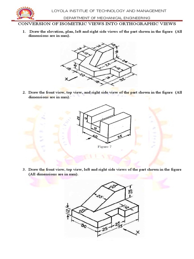 Orthographic To Isometric Drawing Examples