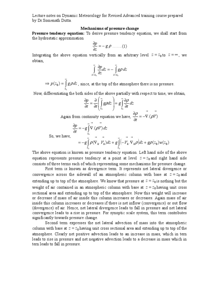 Pressure Tendency in Meteorology | PDF | Trough (Meteorology) | Earth ...