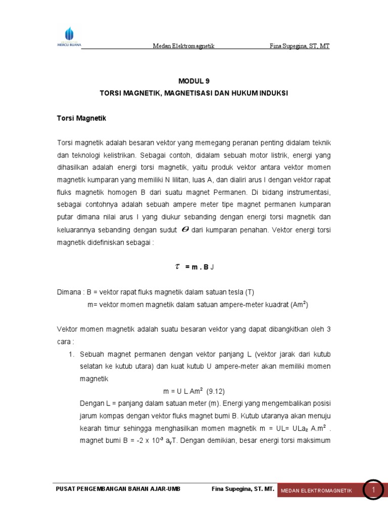 Modul 9 Torsi Magnetik Magnetisasi Dan Hukum Induksi | PDF