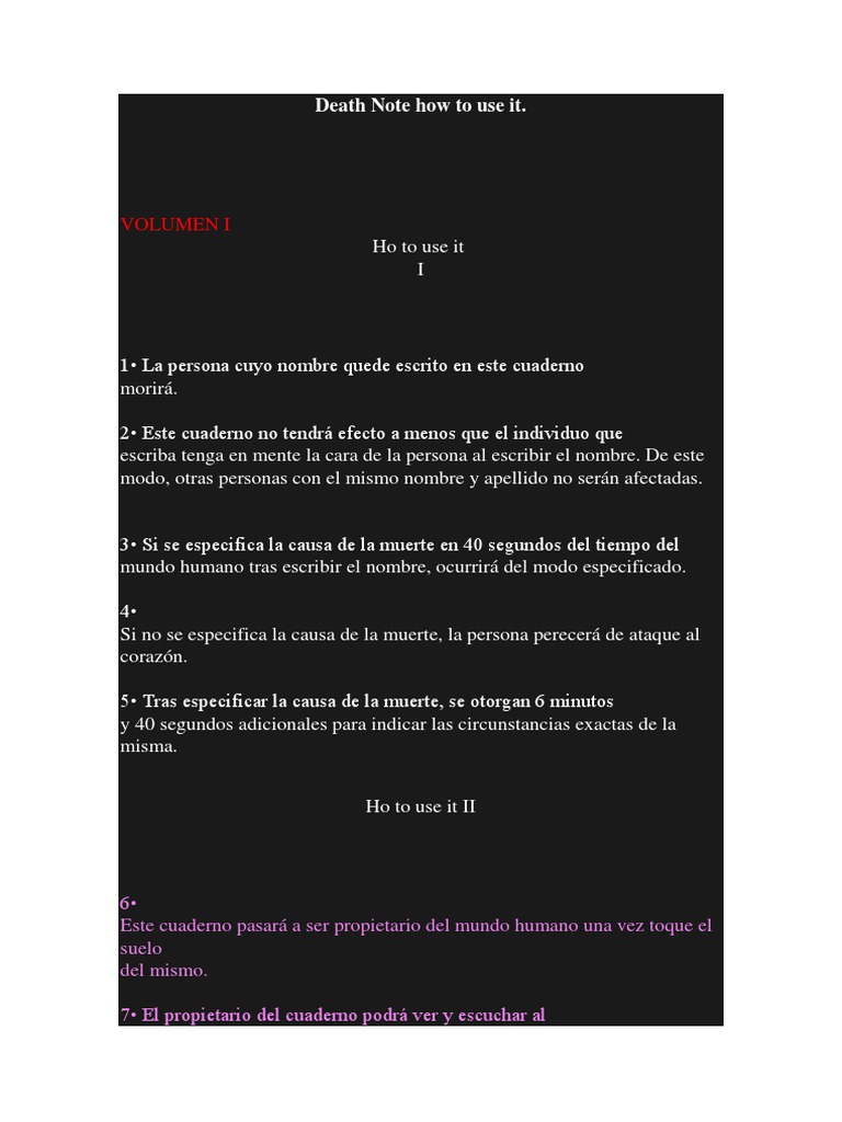 Death Note How To Use It | PDF | Cuaderno | Muerte