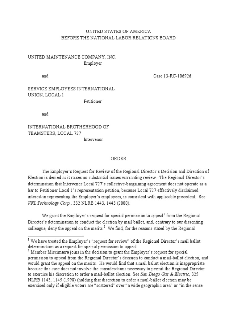 NLRB Case 13-RC-106926 | PDF | National Labor Relations Board | Employment