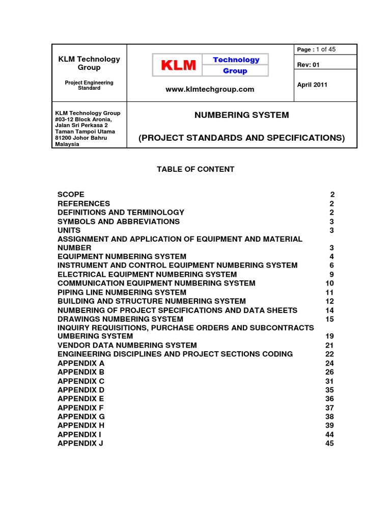 Project Standards and Specifications Numbering Systems Rev01 | Download Free PDF | Specification ...