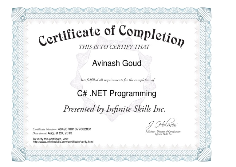C#.NET Certificate | PDF