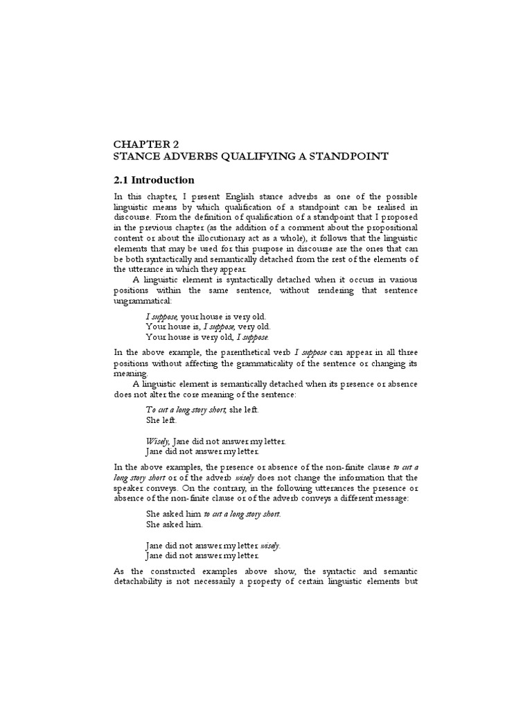 Stance Adverbs | PDF | Adverb | Clause