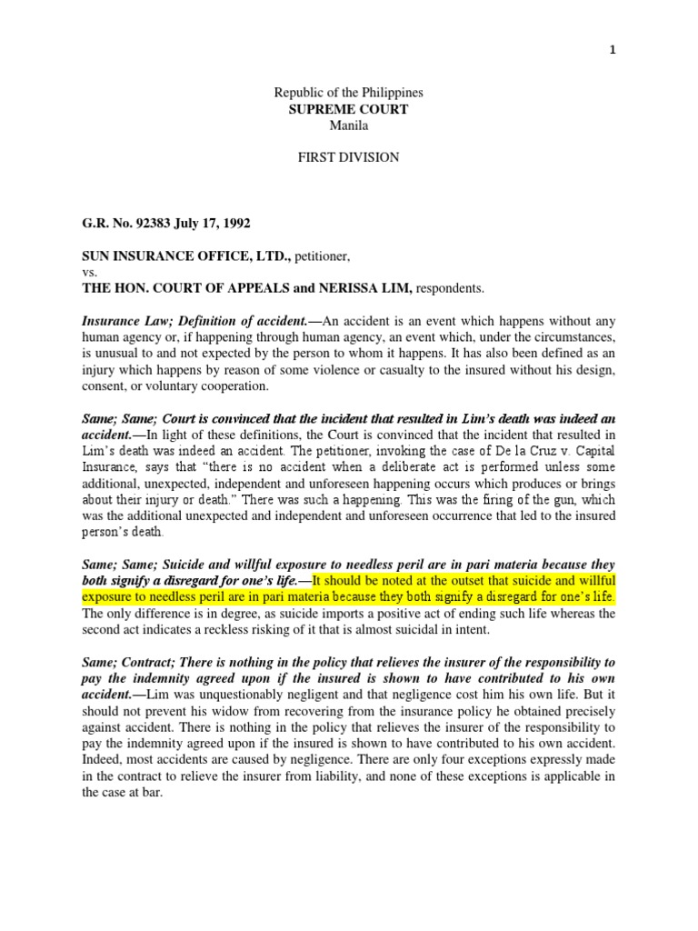 Sun Insurance Office, Ltd. vs. Court of Appeals | PDF | Insurance | Lawsuit