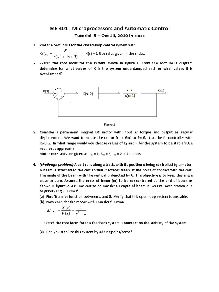 Engineering Control Systems Tutorial | PDF