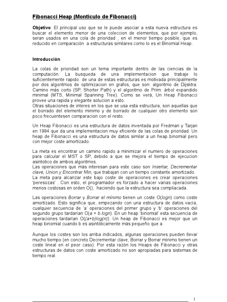Fibonacci Heap Pdf Algoritmos Algoritmos Y Estructuras De Datos