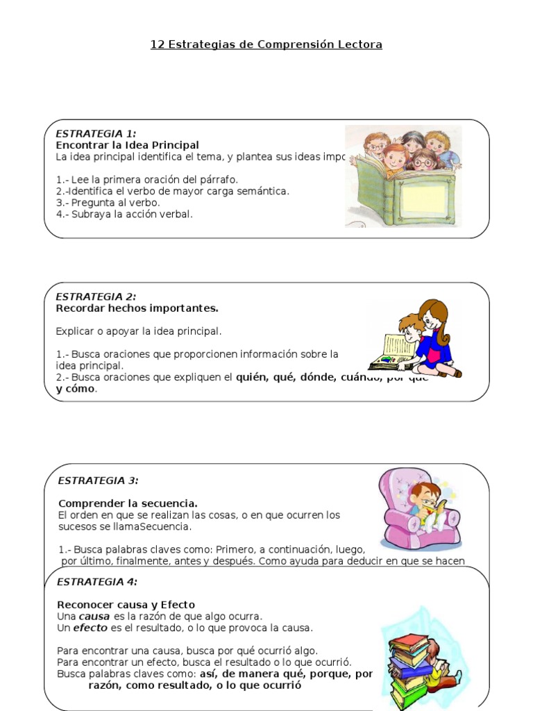 12 Estrategias de Comprensión Lectora | PDF | Comprensión lectora ...