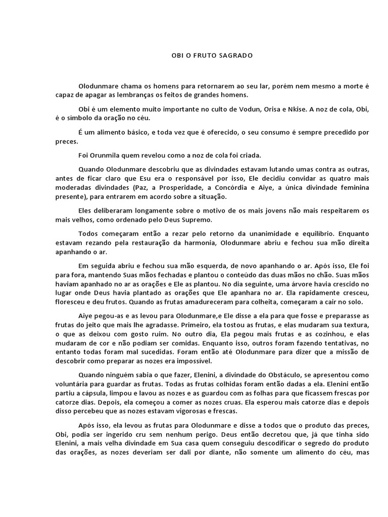 Obi o Fruto Sagrado | PDF | Oração | Árvores