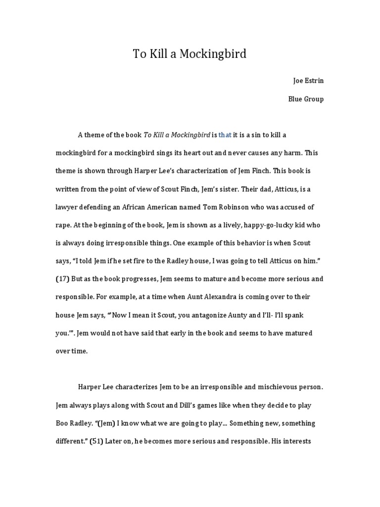 Jem Finch's Transformation in TKAM | PDF