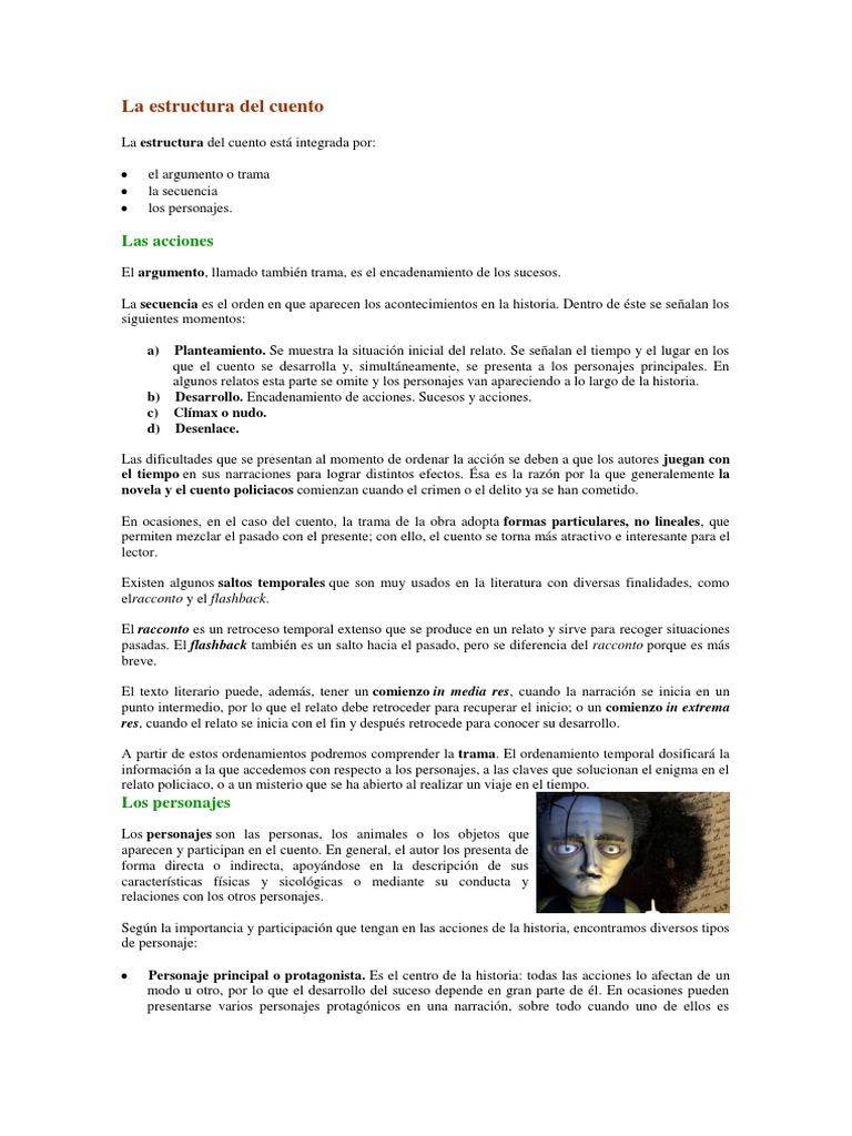 Estructura del cuento y sus elementos | PDF | Trama (narrativa) | Cuentos