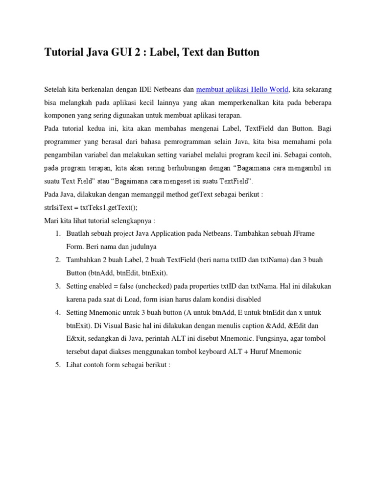 Tutorial Java Gui 2 Dengan Netbeans Pdf