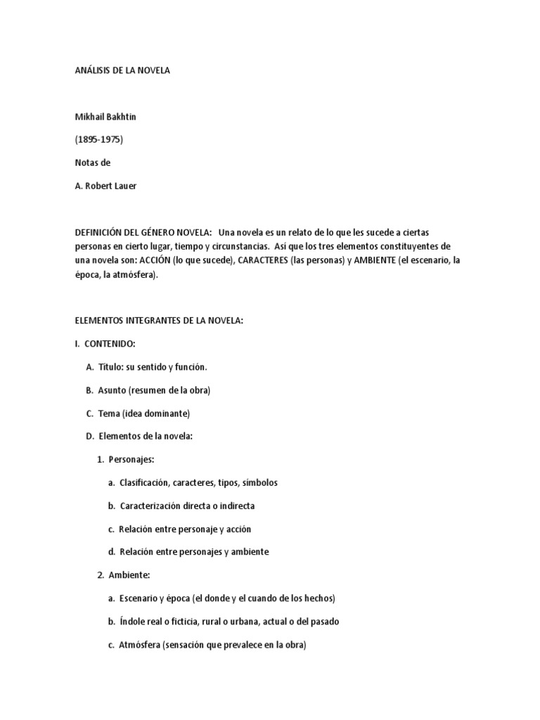 Análisis de La Novela | PDF | Narración | Novelas