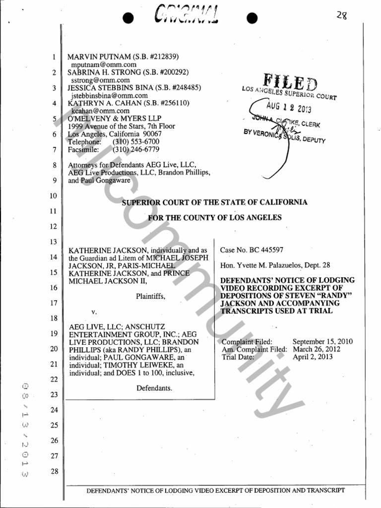 Randy Jackson Deposition Transcript