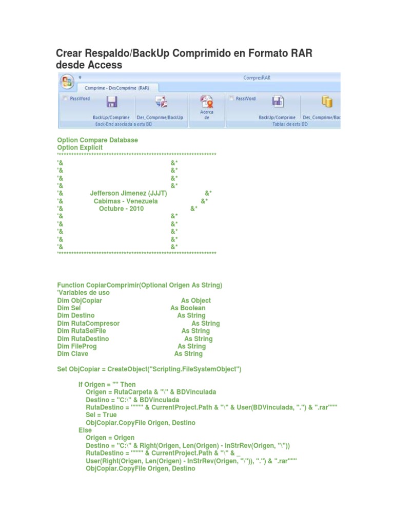 Crear Respaldo Comprimido en Access | PDF | Software utilitario ...