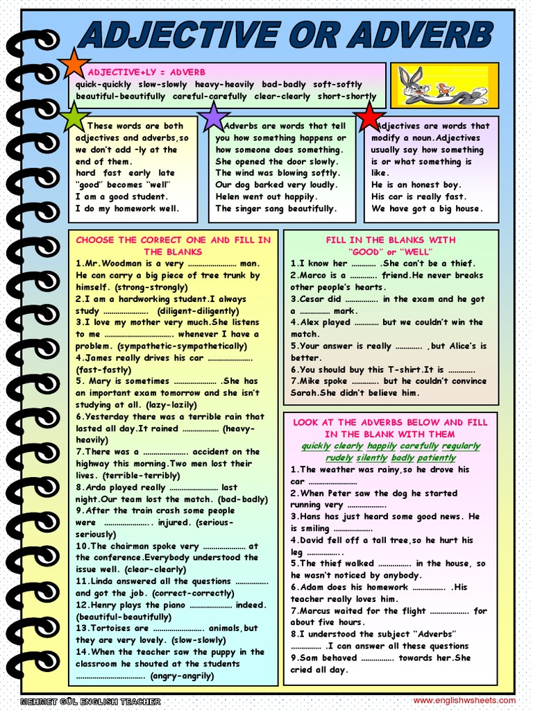 Adjective or Adverb Worksheet With Grammar Explanation | PDF | Adverb | Adjective