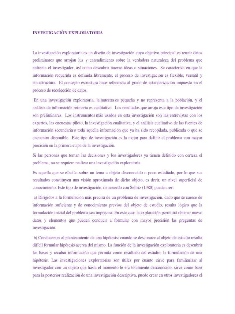Investigación Exploratoria | PDF | Hipótesis | Información