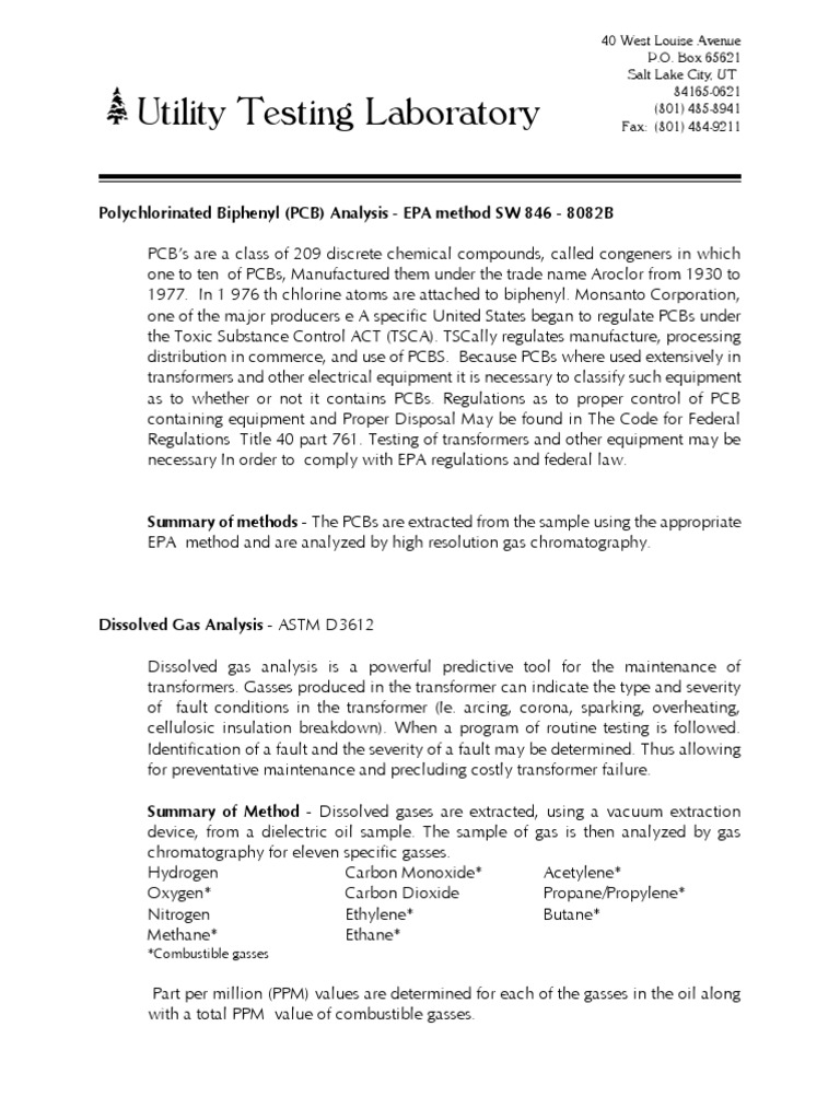 XFMR Oil Testing | PDF | Polychlorinated Biphenyl | Combustion