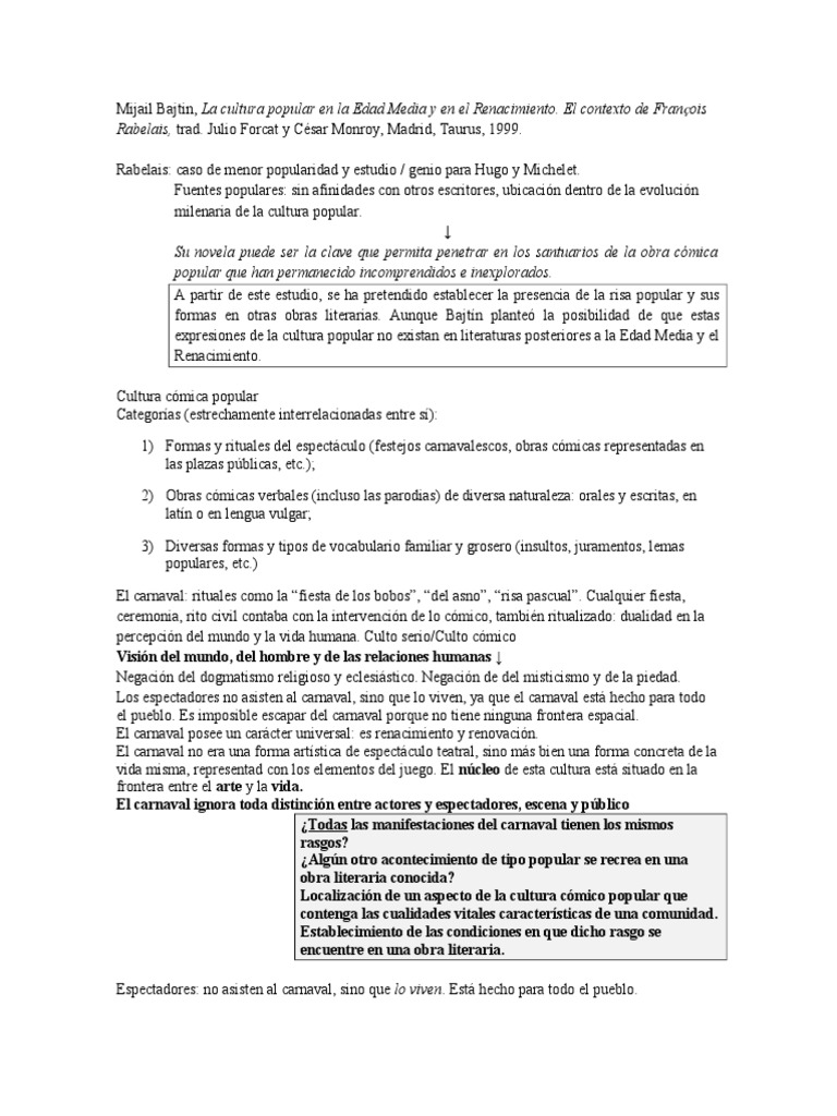 Bajtin Rabelais | PDF | La risa | Carnaval