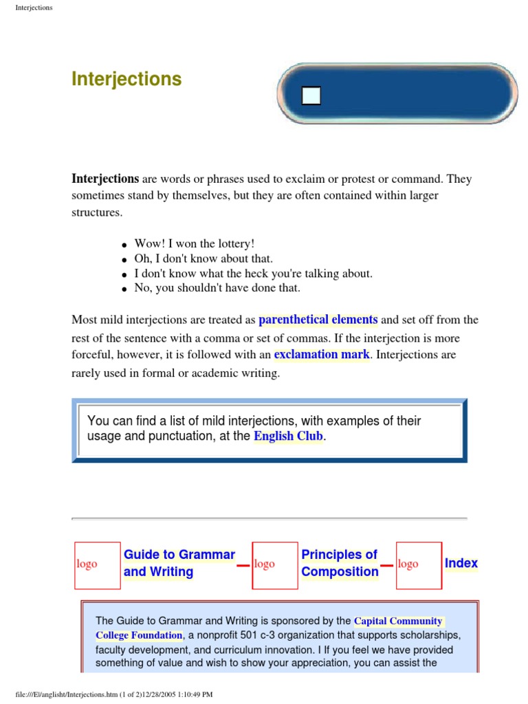 Understanding Interjections in English | PDF
