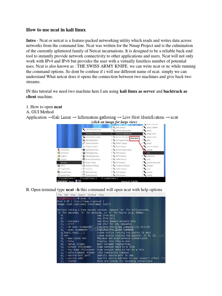 Gisec How To Use Ncat In Kali Linux Pdf Port Computer Networking Network Architecture