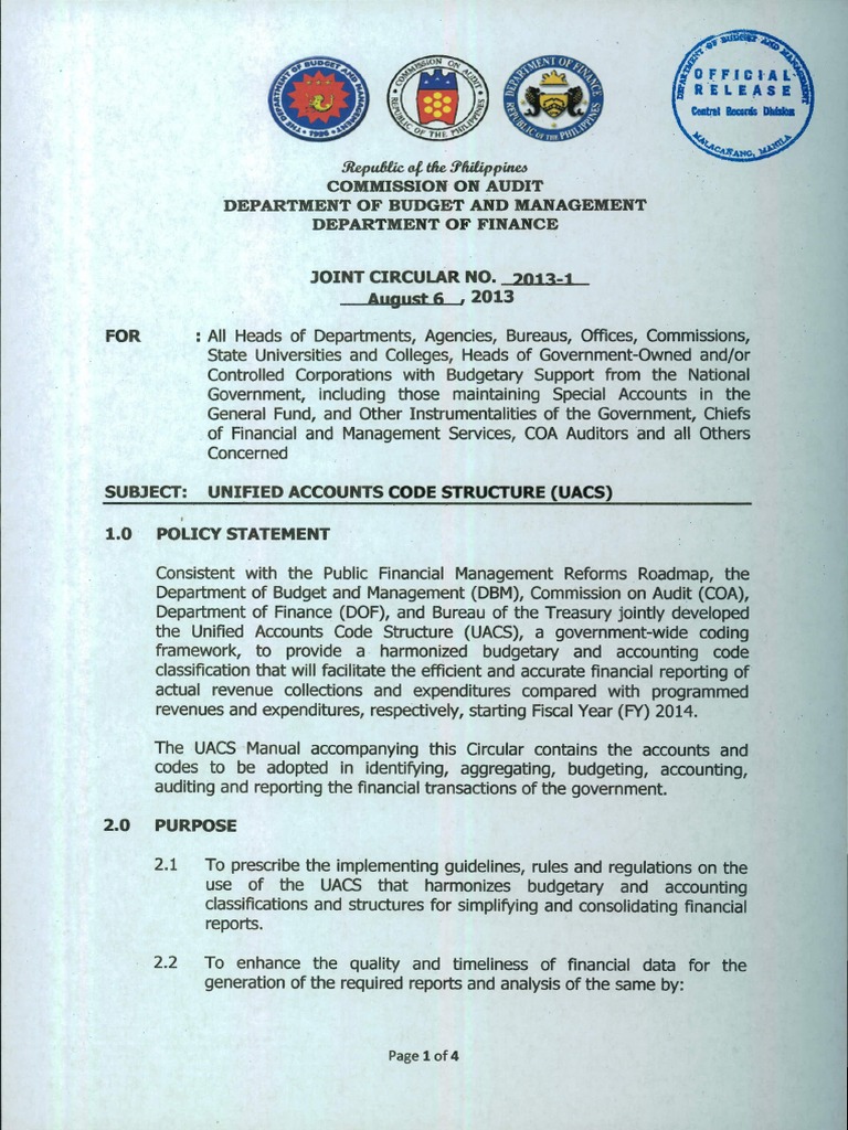 Unified Accounts Code Structure (UACS) | Audit | Accounting | Free 30 ...