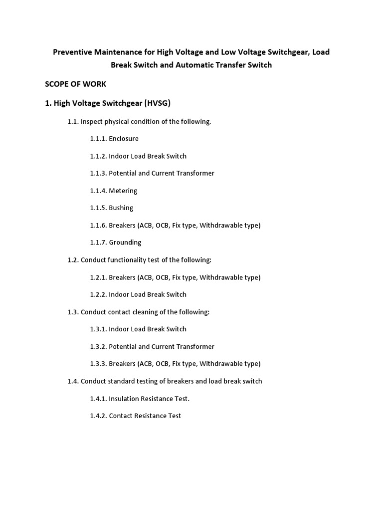 Switchgear Preventive Maintenance Guide | PDF