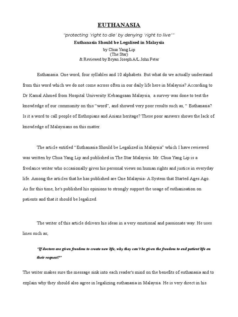 Review Euthanasia | PDF | Applied Ethics | Social Institutions