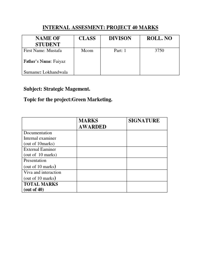 Internal Assessment: MCom Projects | PDF | Career & Growth
