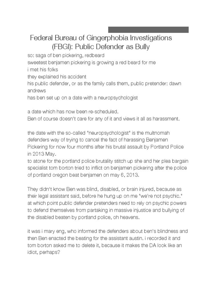 Federal Bureau of Gingerphobia Investigations (FBGI) : Public Defender ...