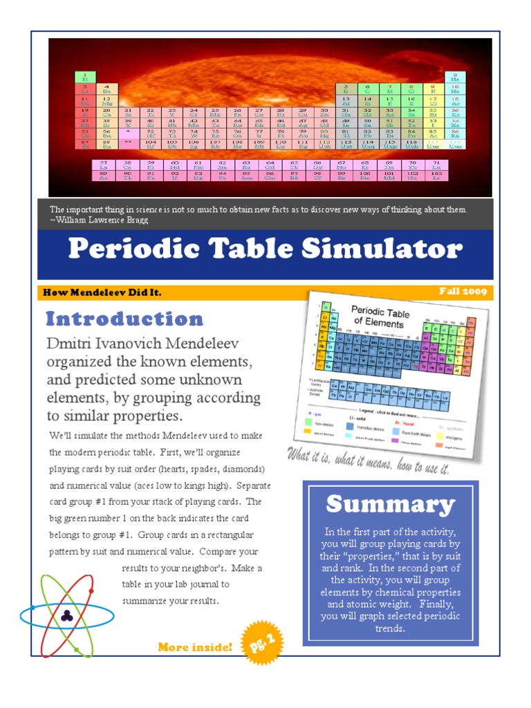 Periodic Table Simulation Guide | PDF | Periodic Table | Chemical Elements