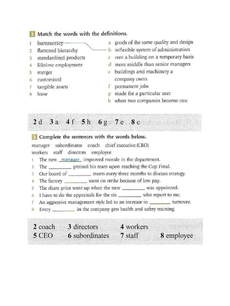 Business English Exercises With Answer Key 1 | PDF